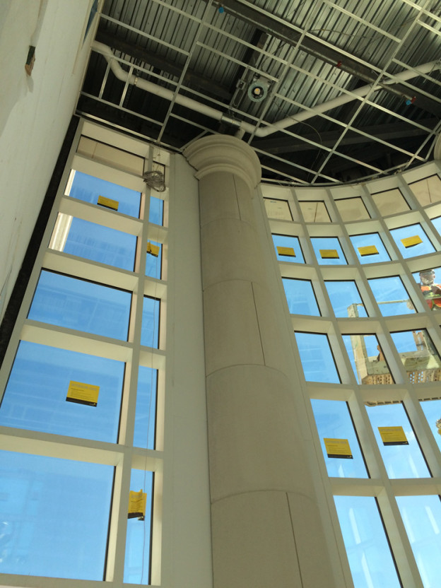 Portico column from inside – Columns inset in radial wall installed ...